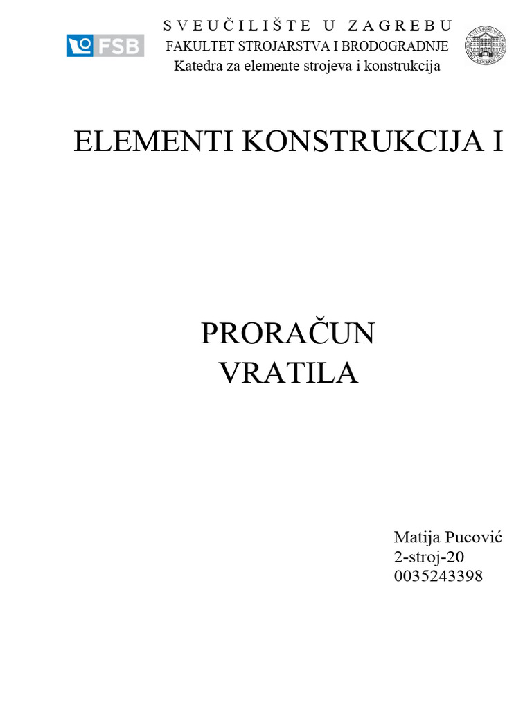 Proracun Vratila - Mislav Hihlik | PDF