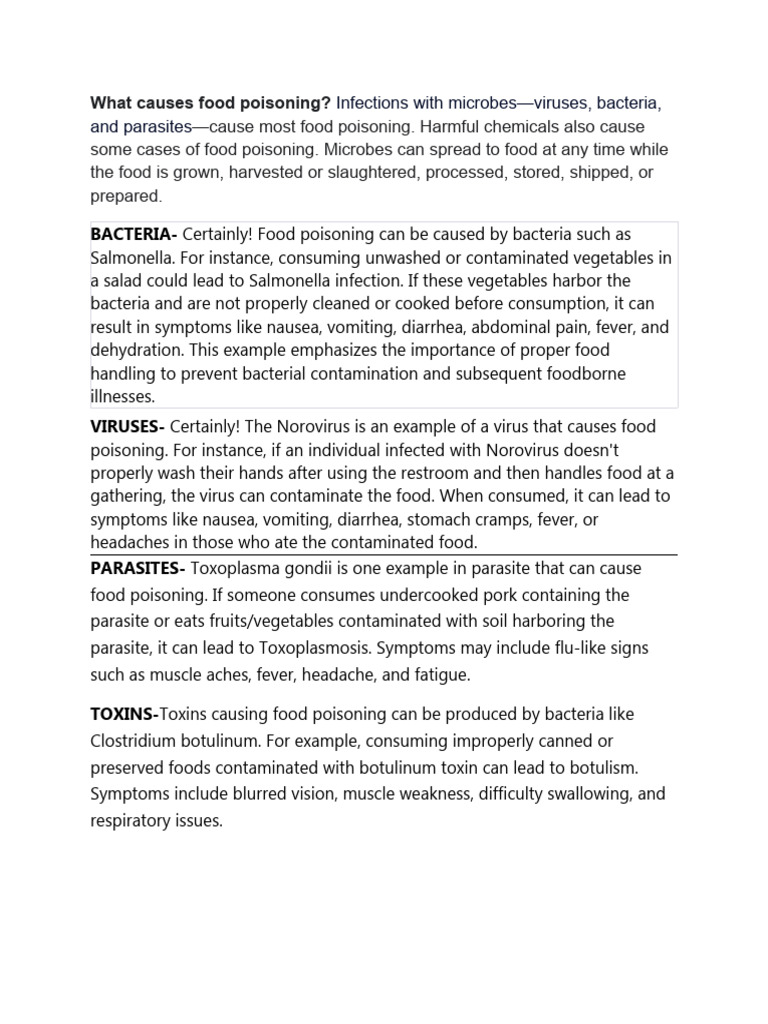 What Causes Food Poisoning | PDF
