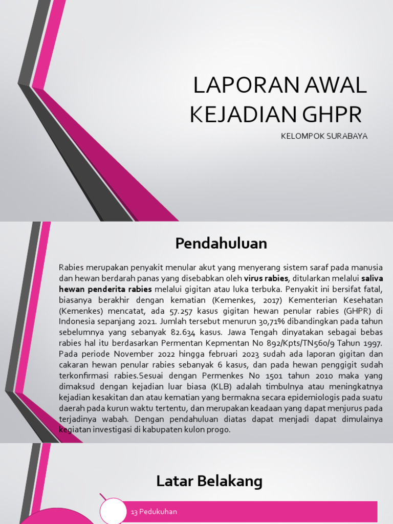 Surabaya - Laporan Awal Kejadian GHPR | PDF | Kesehatan Holistik