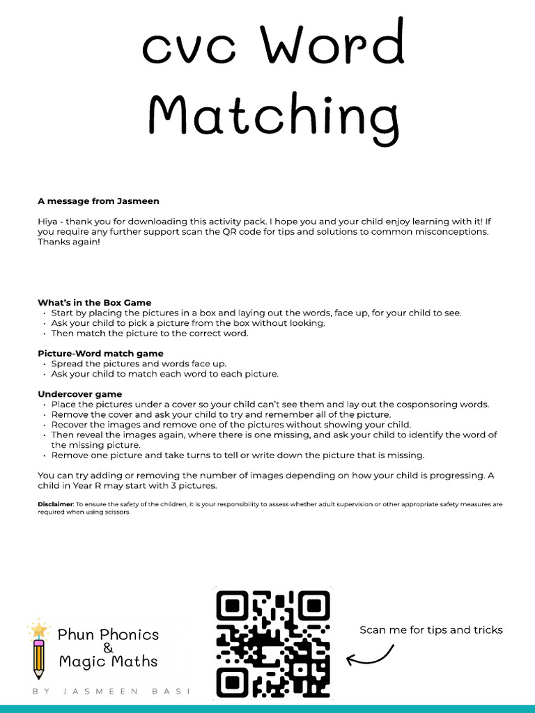 Cvc Word Matching Digital Download | PDF