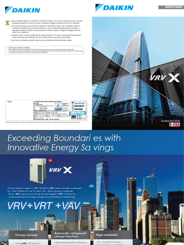 Didvx1808b (VRV X Series) | Download Free PDF | Air Conditioning | Energy Conservation