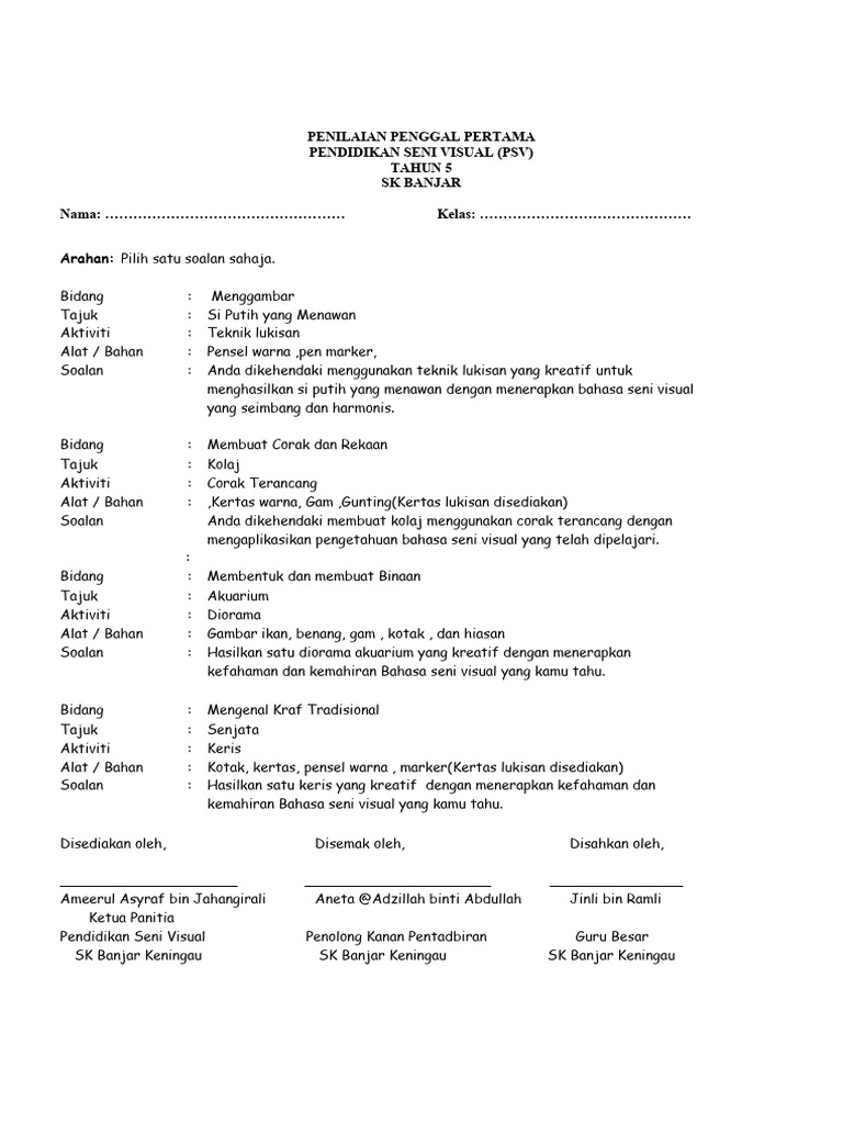 PSV Tahun 5 Exam | PDF