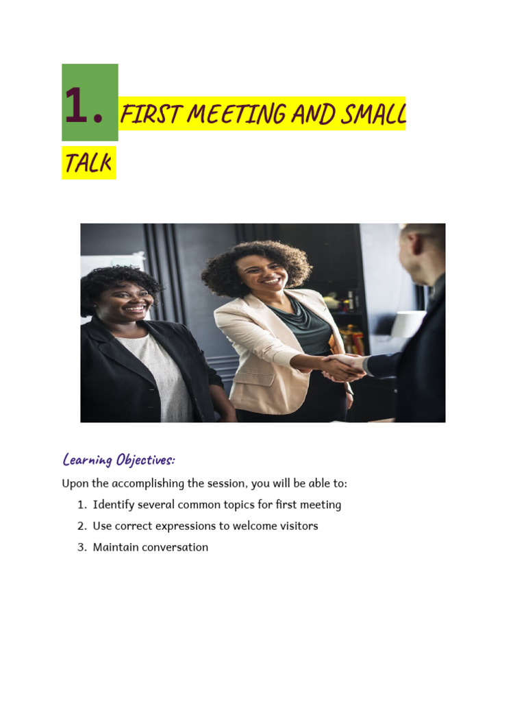 First Meeting and Small Talk | PDF