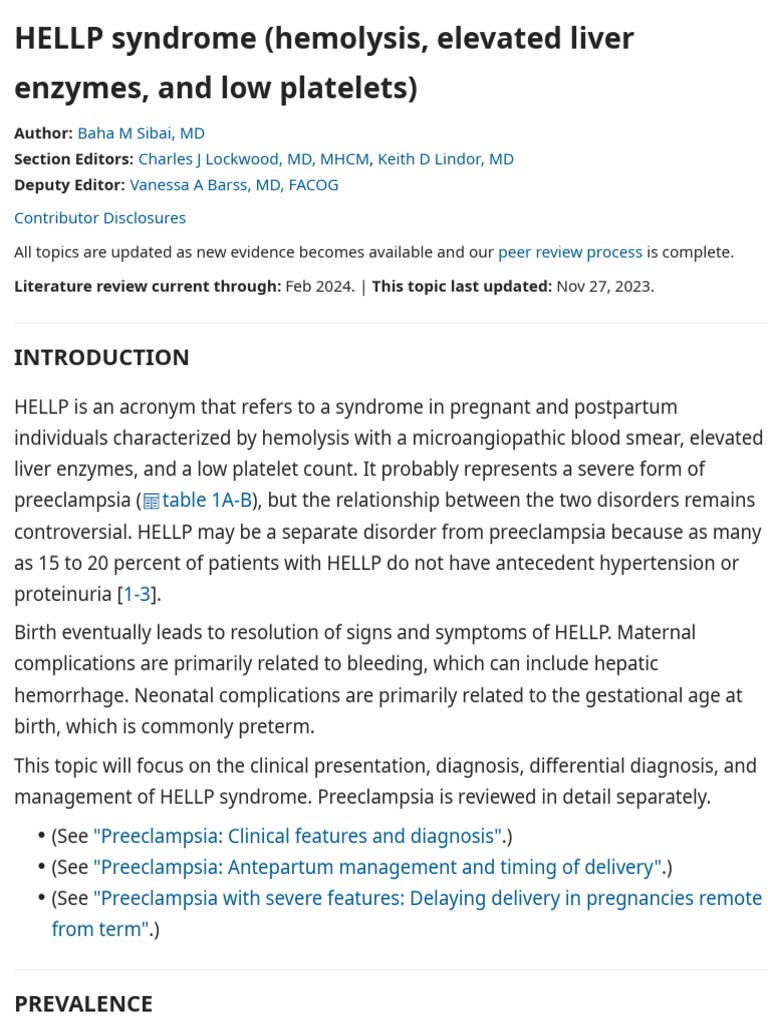 Hellp Syndrome | PDF | Medical Specialties | Human Diseases And Disorders