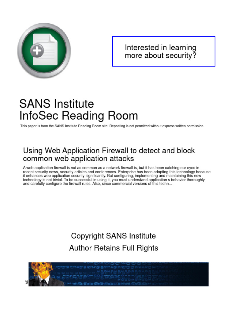 Web Application Firewall Detect Block Common Web Application Attacks ...