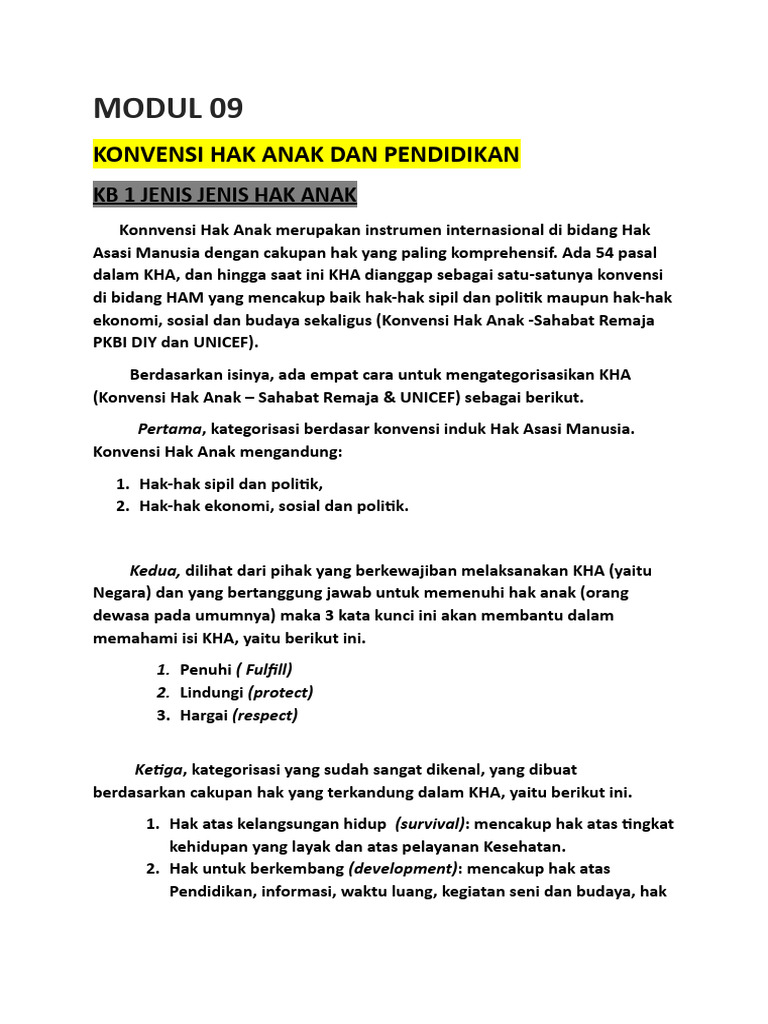 Rangkuma MODUL 09 Pendidikan Anak Di SD | PDF