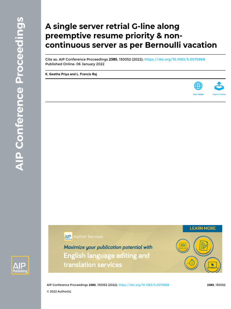 A Single Server Retrial G-Line Along Preemptive Resume Priority & Non Continuous Server As Per ...