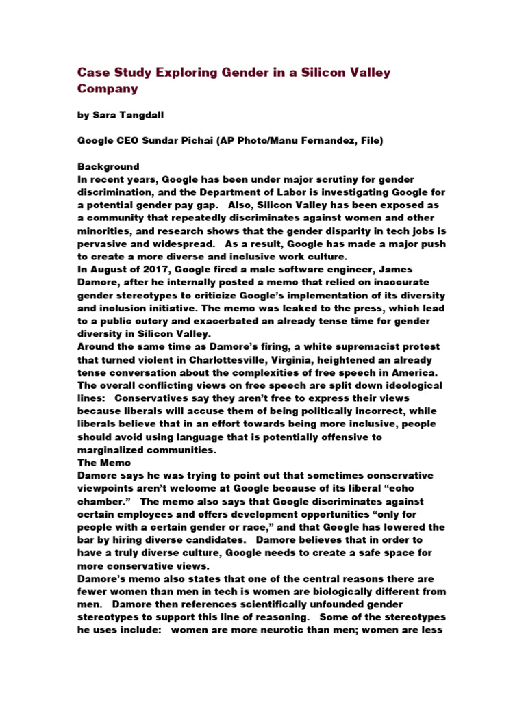 Gender Discrimination Case Study at Google | PDF | Discrimination | Gender