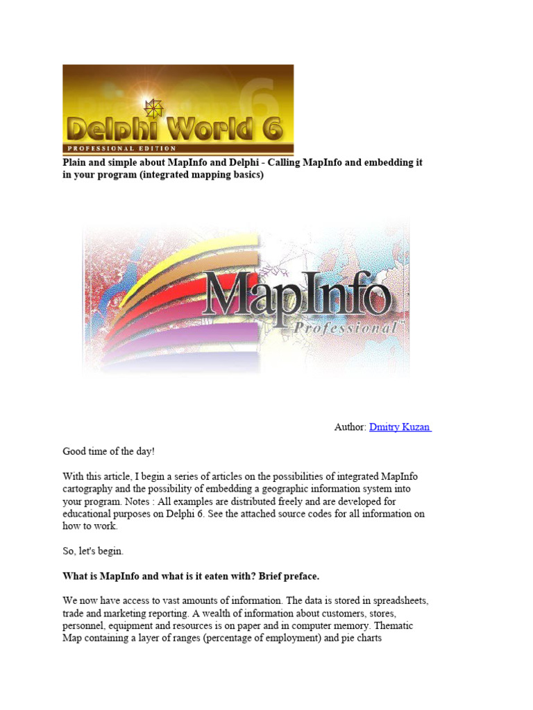 Plain and Simple About MapInfo and Delphi | PDF | Computer Program | Programming