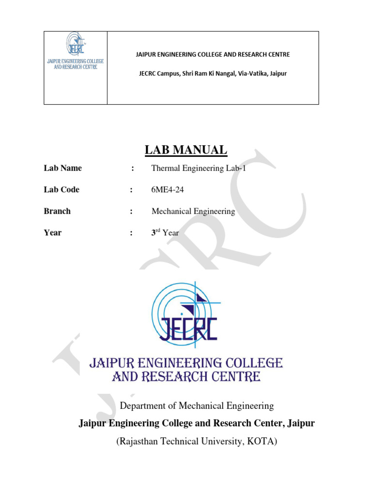6me4 24 Thermal Engineering Lab I | PDF | Internal Combustion Engine ...