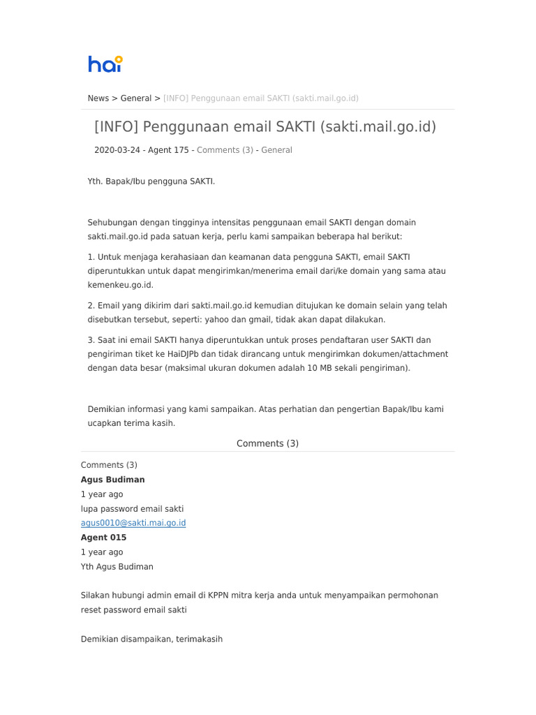 Panduan Penggunaan Email SAKTI | PDF