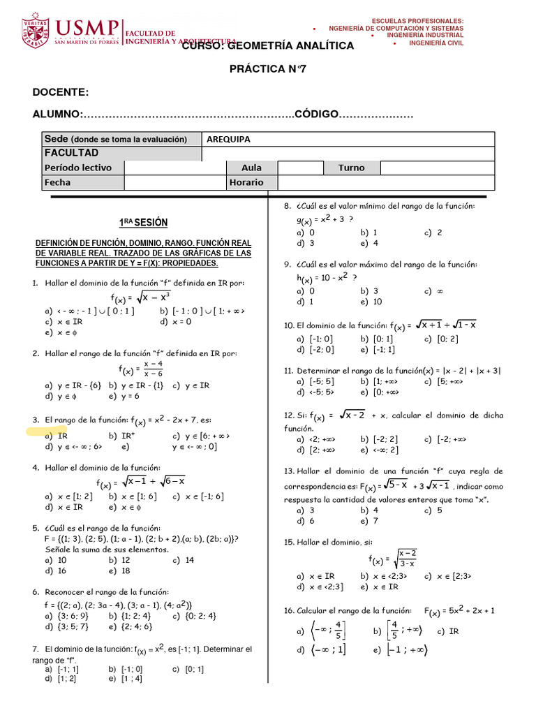Curso: Geometría Analítica Práctica N°7 Docente: Alumno: ..CÓDIGO | Descargar gratis PDF ...