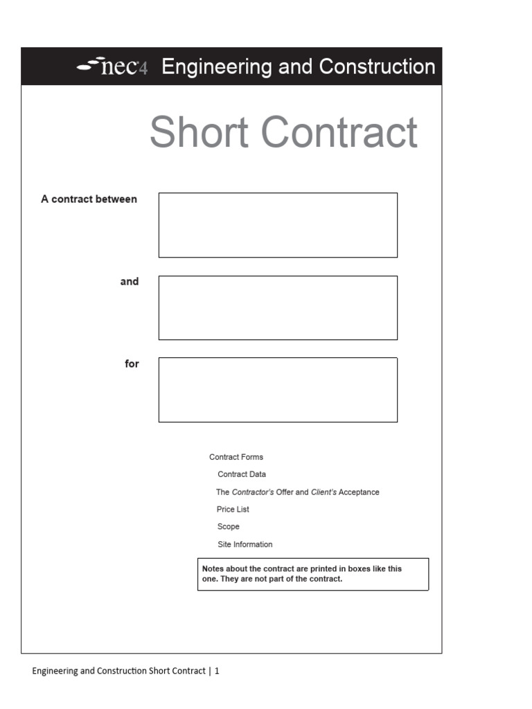 NEC4 Short Contract Overview | PDF | Insurance | Specification (Technical Standard)