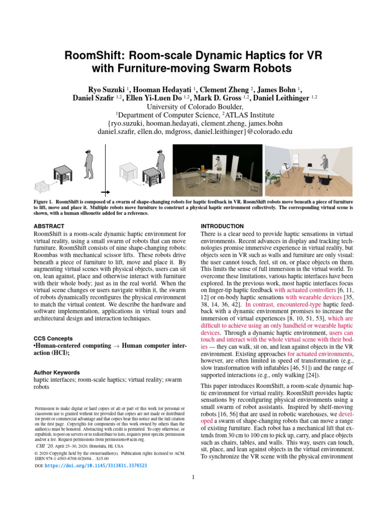 RoomShift Room-Scale Dynamic Haptics For VR With Furniture-Moving Swarm ...