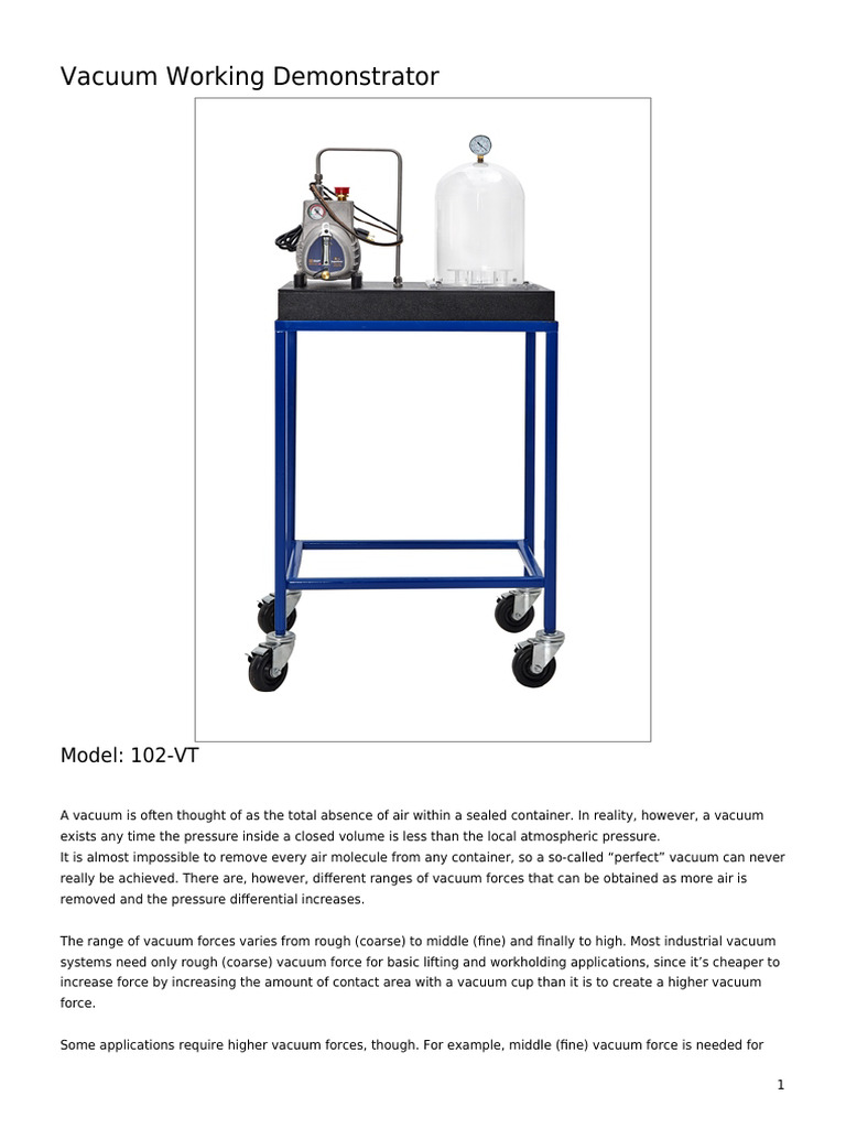 Vacuum Working Demonstrator 8211 Acrylic - Atmospheric Pressure ...