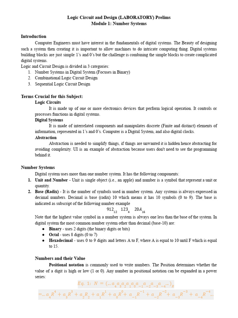 Logic Circuit and Design (LABORATORY) Prelims | Download Free PDF ...