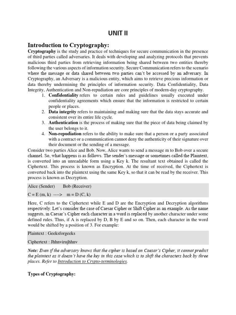 Unit Ii | PDF | Public Key Cryptography | Cryptography