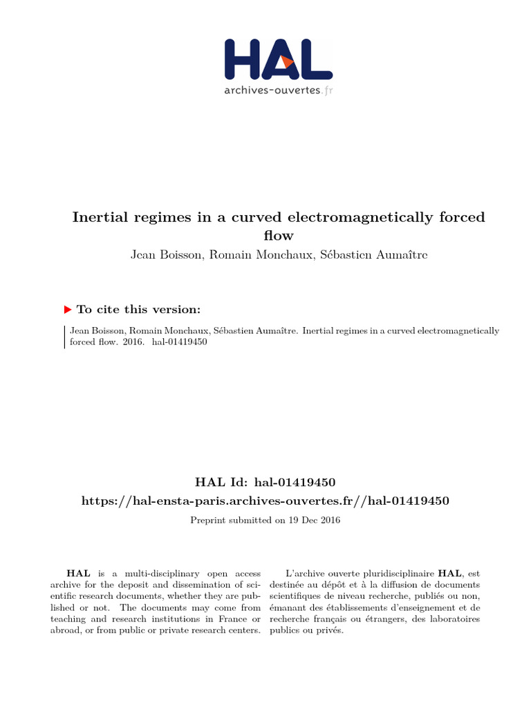 Inertial regimes in a curved electromagnetically forced flow | PDF ...
