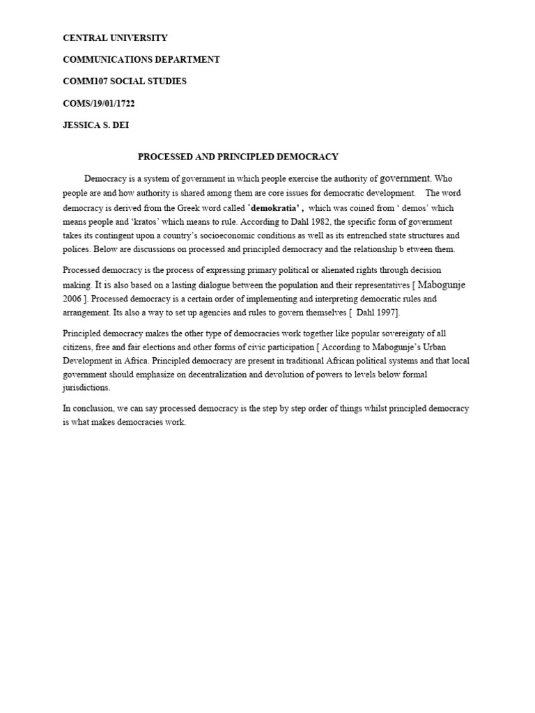Democracy: Processed vs Principled | PDF