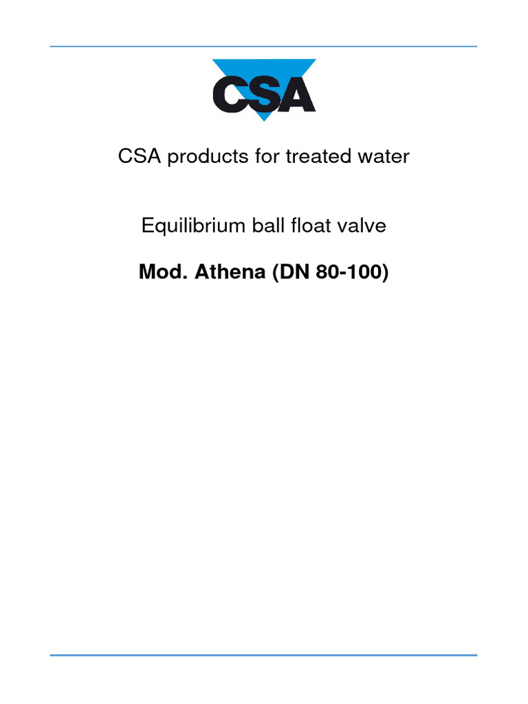 IOM Float Valve ATHENA DN80-100 | PDF | Valve | Pipe (Fluid Conveyance)