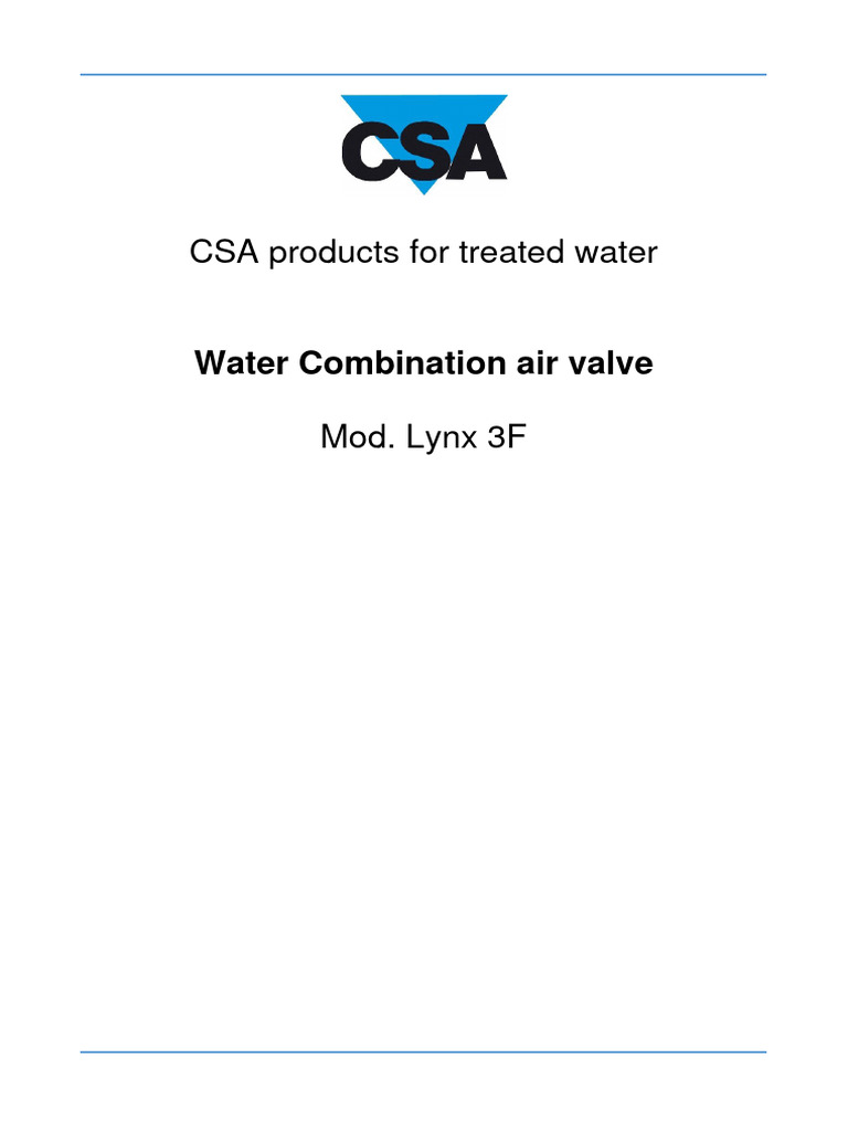 Water - Air - Valve Lynx Csa Installation - Manual en | PDF | Valve | Leak