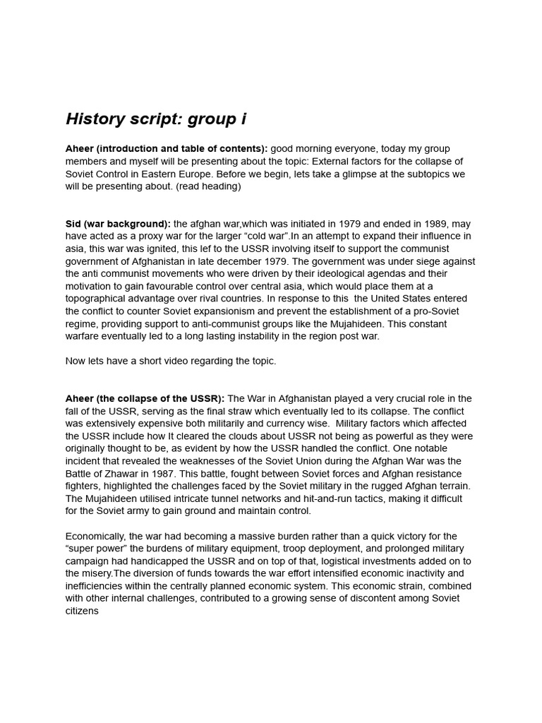 History Script - Group I | Download Free PDF | Soviet Union | World ...