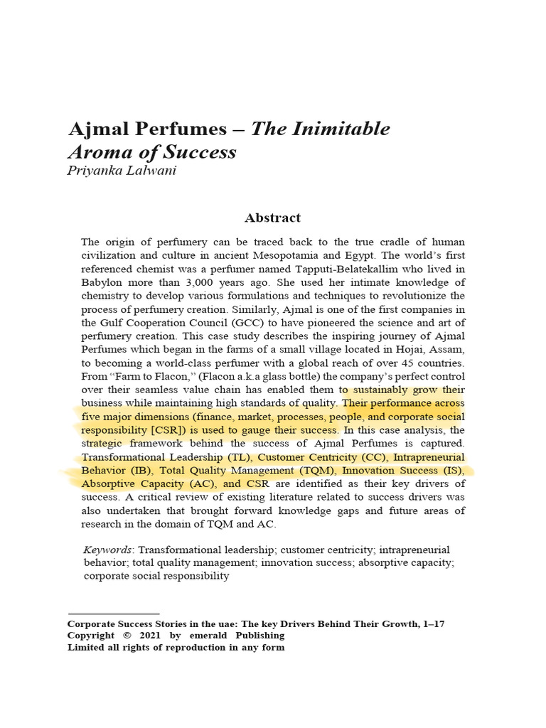 Case 1-Ajmal Perfumes | PDF | Perfume | Corporate Social Responsibility
