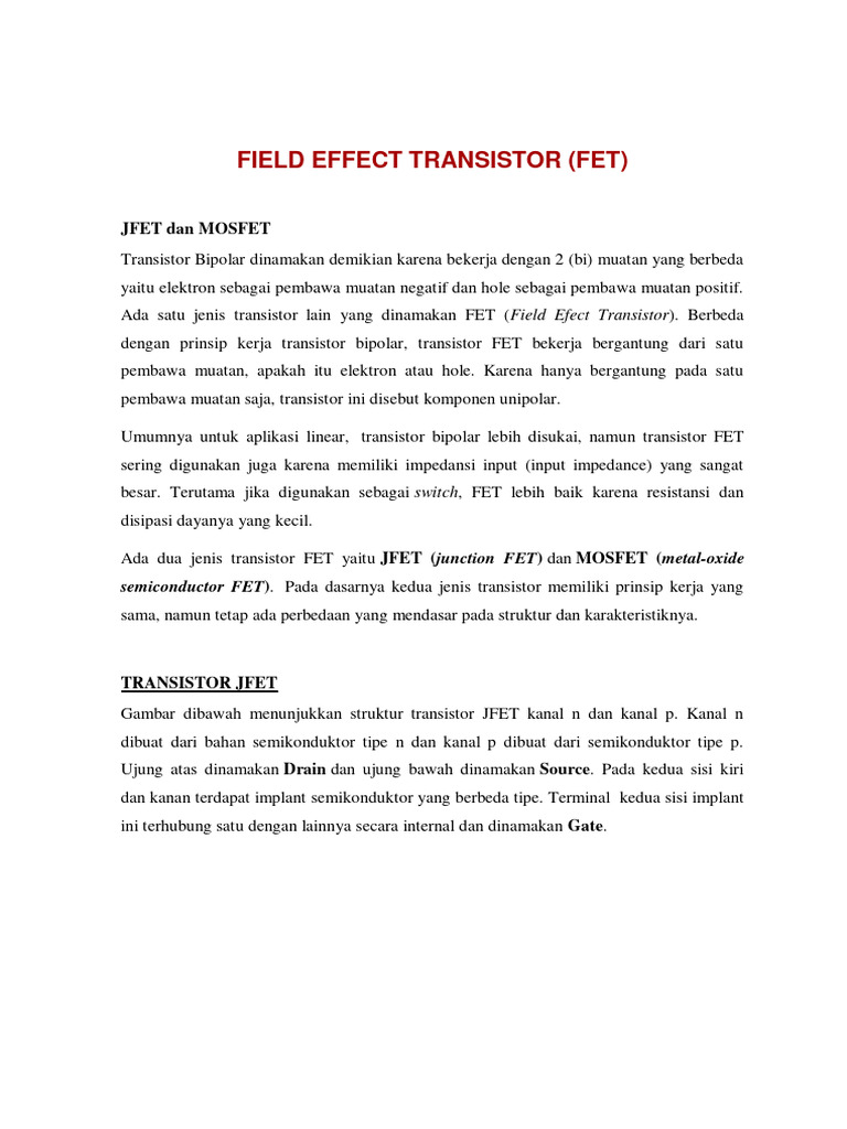 Panduan Dasar JFET dan MOSFET | PDF