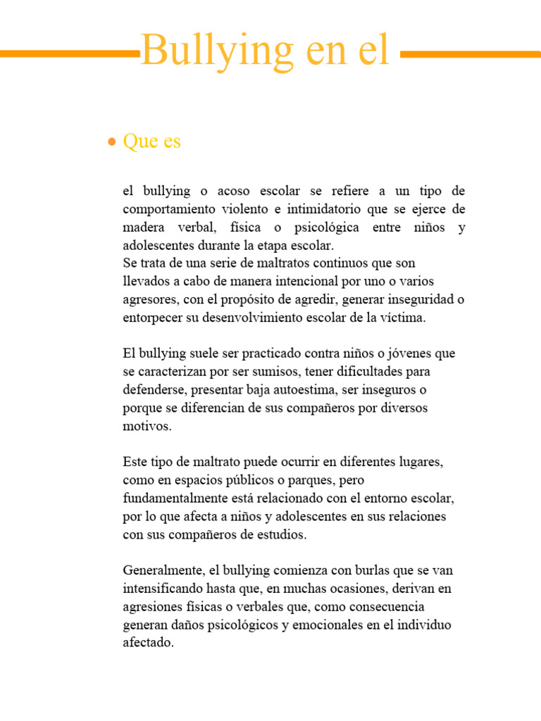 Tipos y prevención del bullying escolar | PDF | Acoso cibernético ...