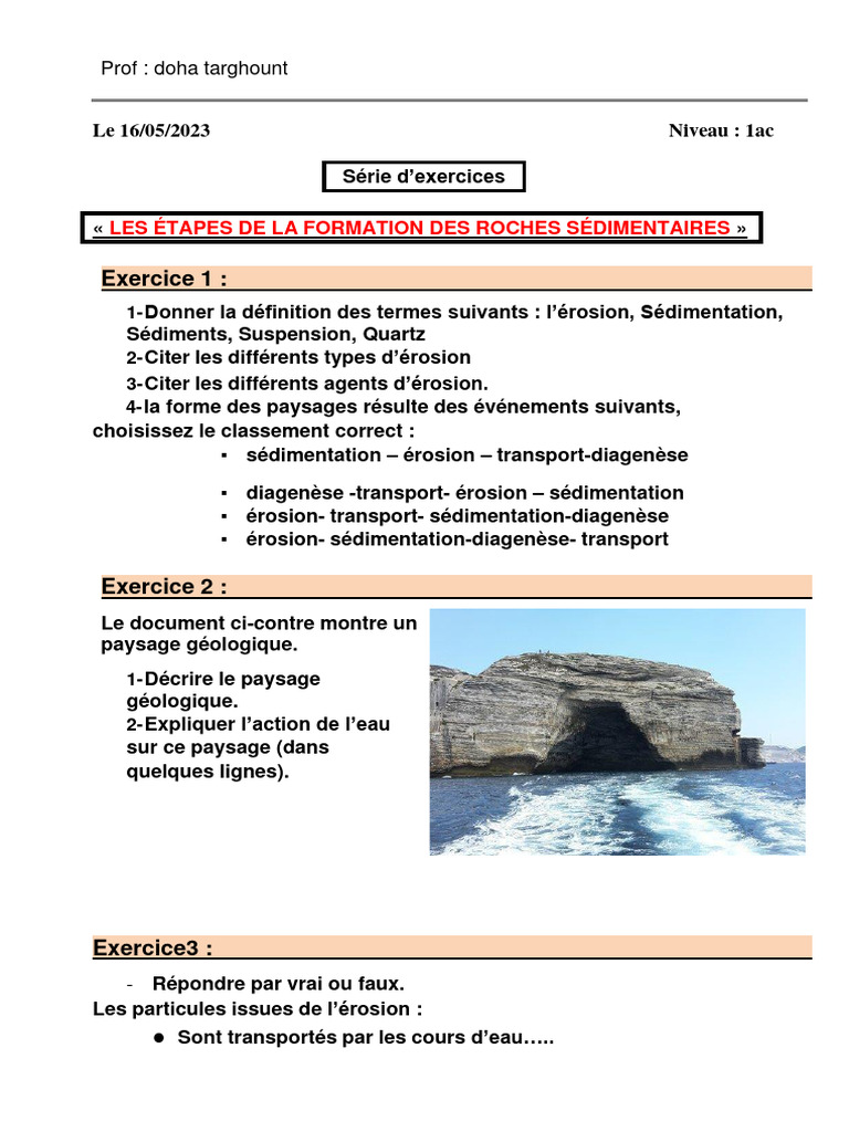 Étapes de formation des roches sédimentaires | PDF | Sciences et ...