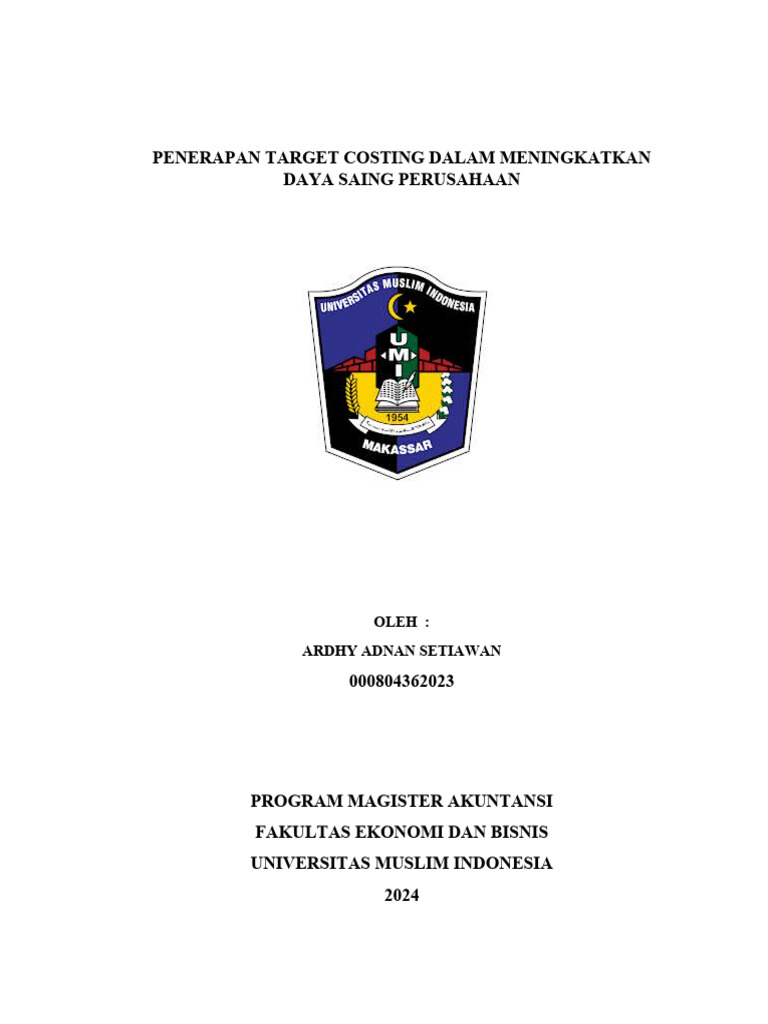 Penerapan Target Costing Dalam Meningkatkan Daya Saing Perusahaan | PDF ...