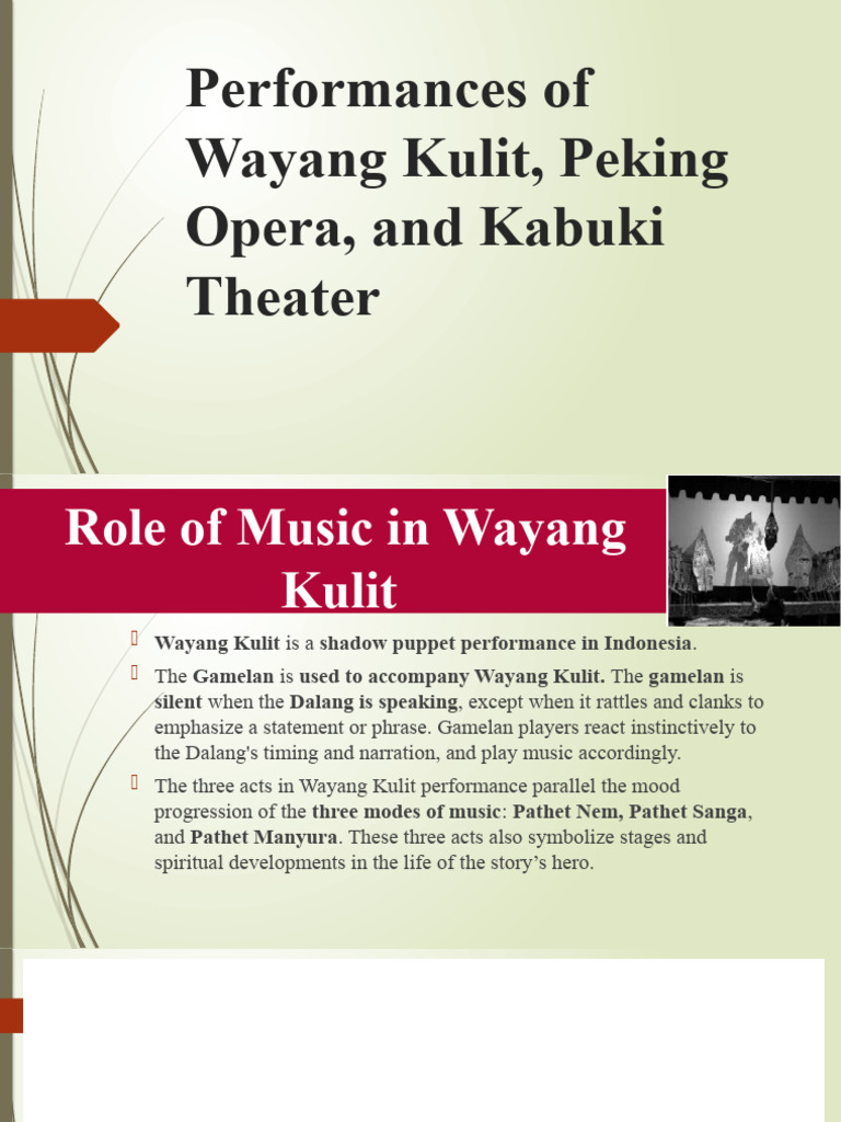 Performances of Wayang Kulit, Peking Opera | PDF | Theatre | Performing ...