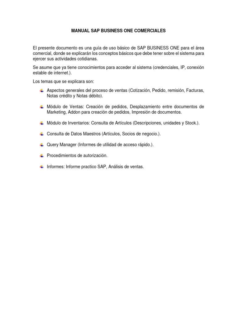 Manual Sap Business One Comerciales | PDF | Software | Informática