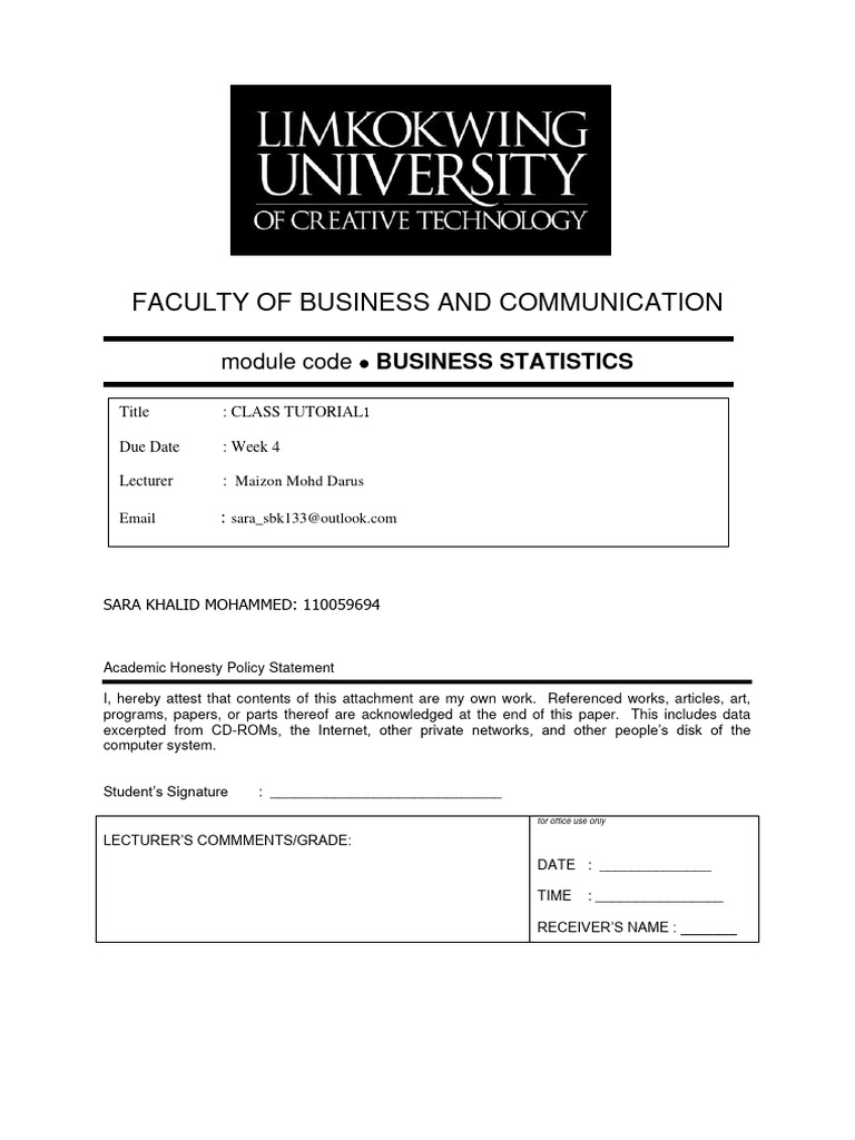 BBI1223 Business Statistics TUTORIAL 1 | PDF | Level Of Measurement | Applied Mathematics