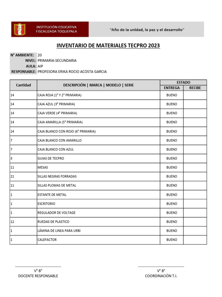 Inventario Tecpro 2023 | PDF | Arco iris | Visión