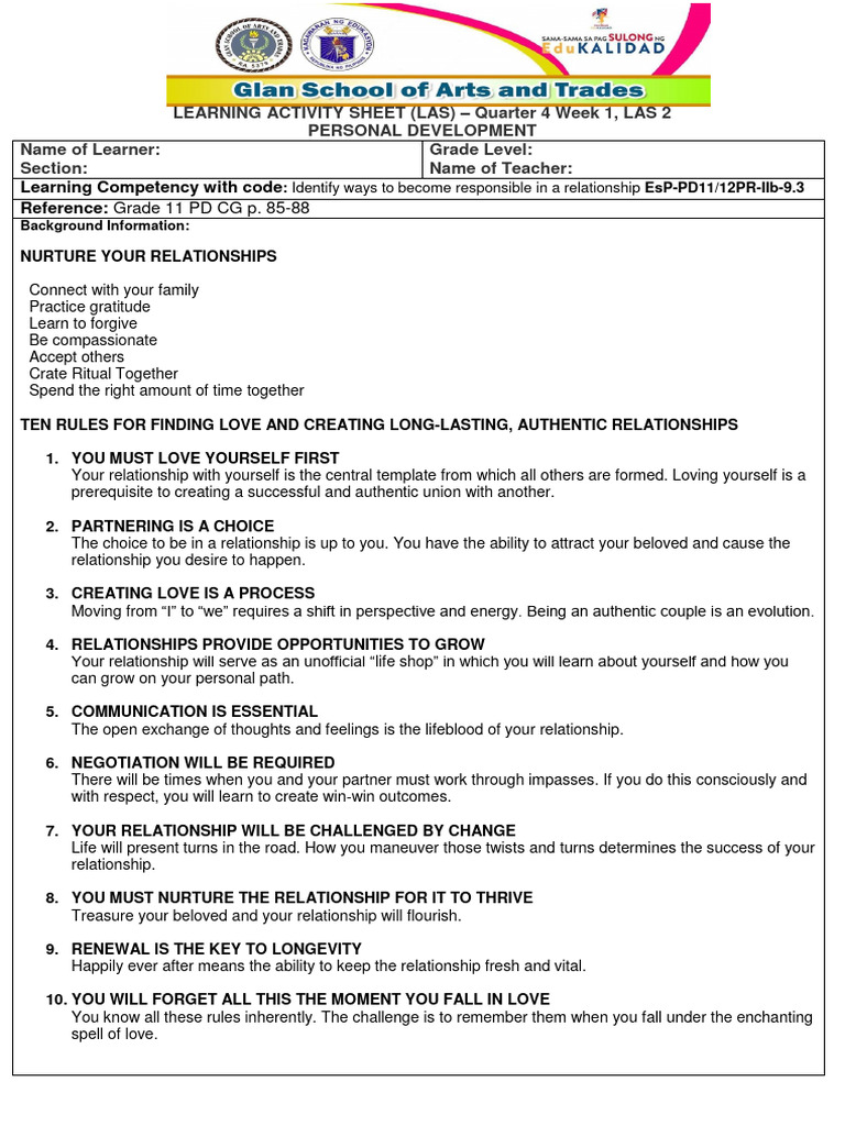 Per - Dev LAS 2 Week 1 | PDF | Behavior Modification | Psychological Concepts