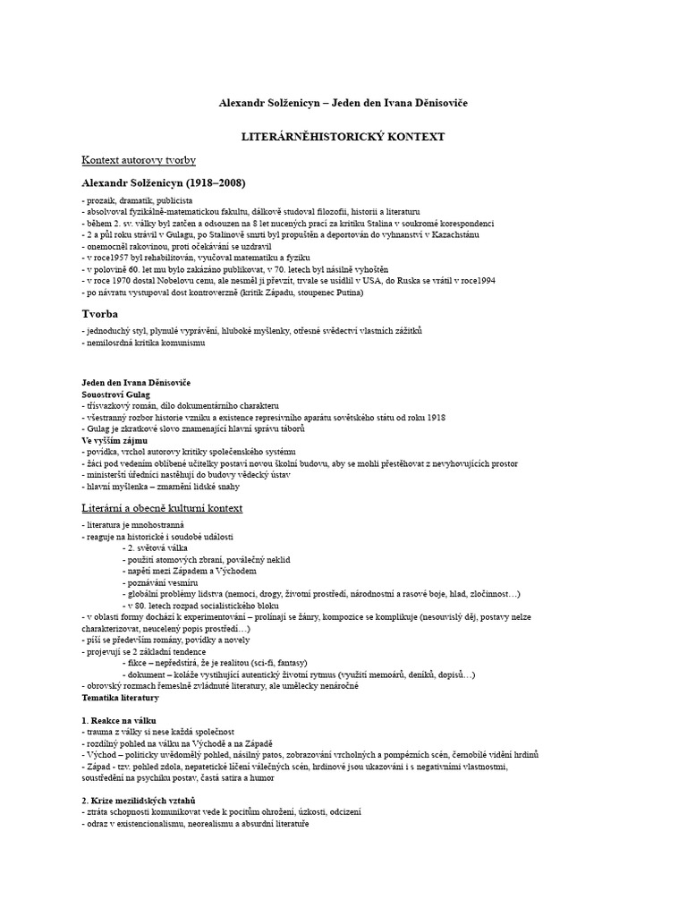 Jeden Den I. Děnisoviče | PDF