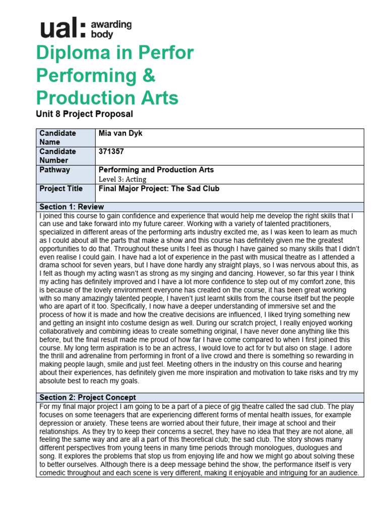 Project Proposal Form Mia Van Dyk Copy 1 | Download Free PDF ...