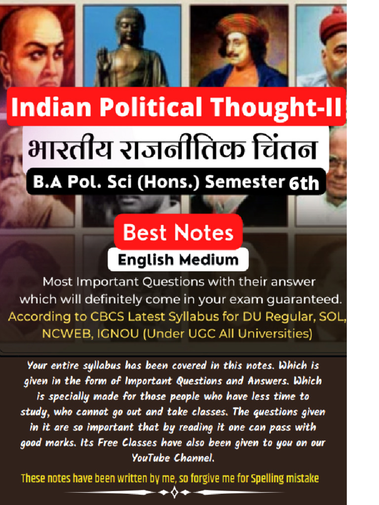 6th Indian Political Thoughts II ENGLISH | PDF | Swami Vivekananda