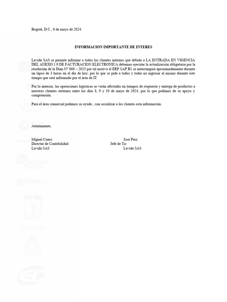 Comunicado Interno | PDF | Negocios