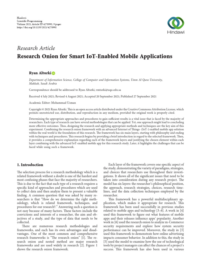 Research-Onion-for-Smart-IoT-Enabled-Mobile-Applications | PDF | Usability | Experiment