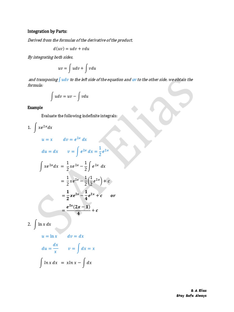 Integration by Parts | PDF