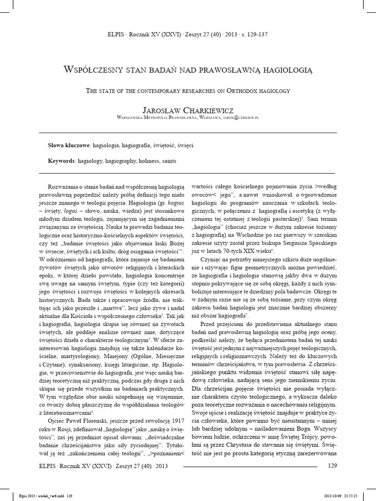 Charkiewicz Prawoslawna Hagiologia | PDF