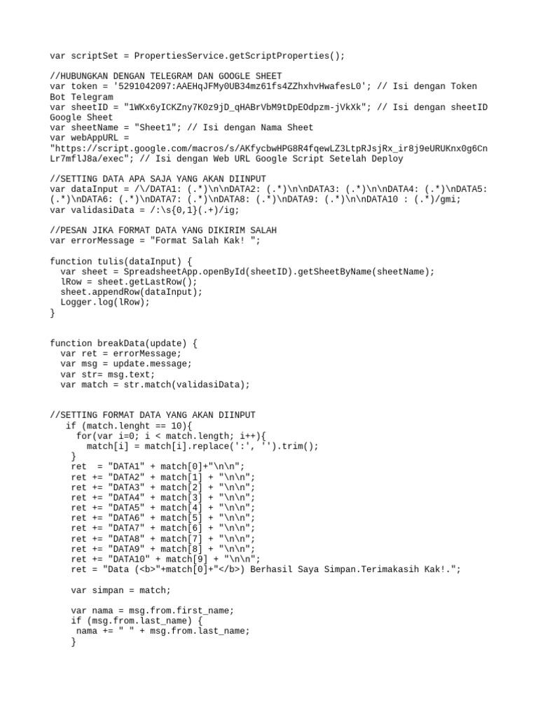 Telegram Connect With Google SpreadSheet | PDF | Internet | Web Technology