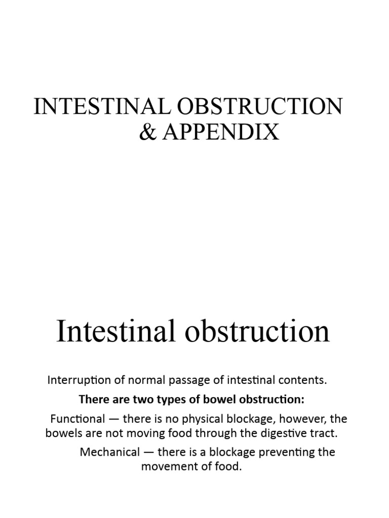 Intestinal Obstruction & Appendix-1 | PDF | Gastrointestinal Tract ...