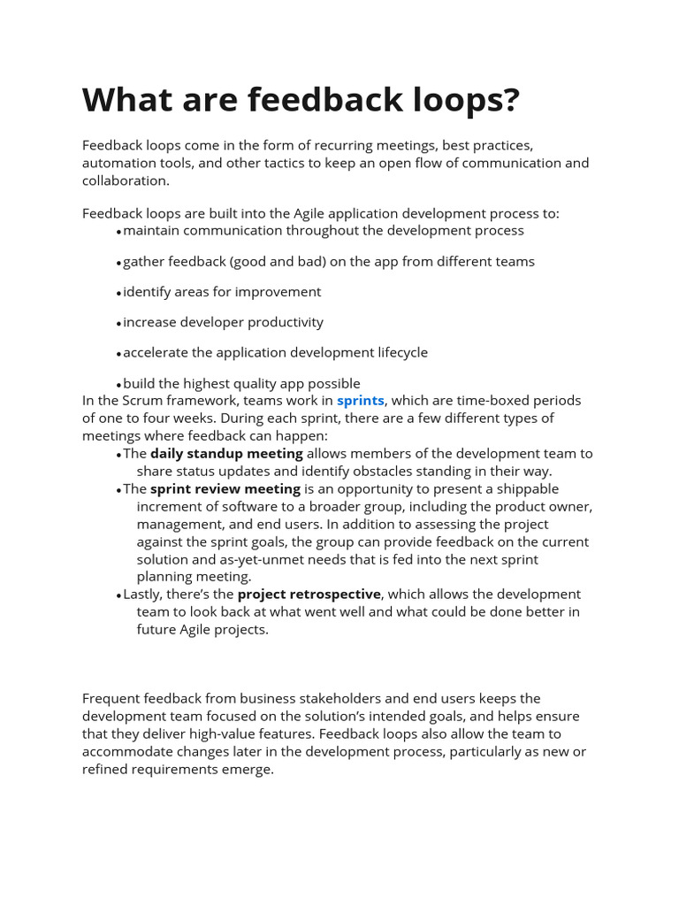 What Are Feedback Loops | Download Free PDF | Scrum (Software ...