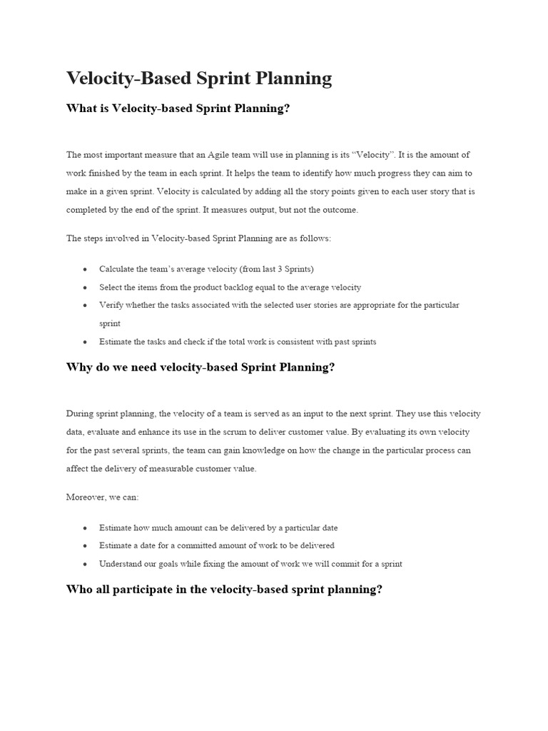 Velocity Planning Pdf Scrum Software Development