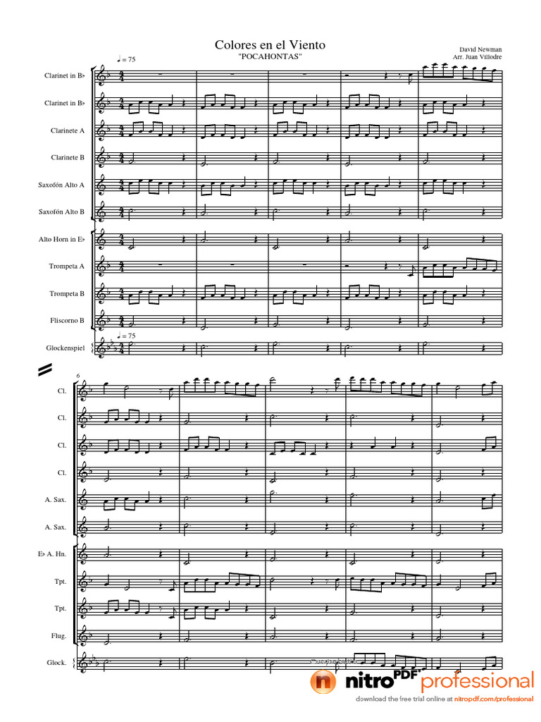 Pocahontas - Arr. Juan Villodre - Concert Band - Wind Band - Banda de ...