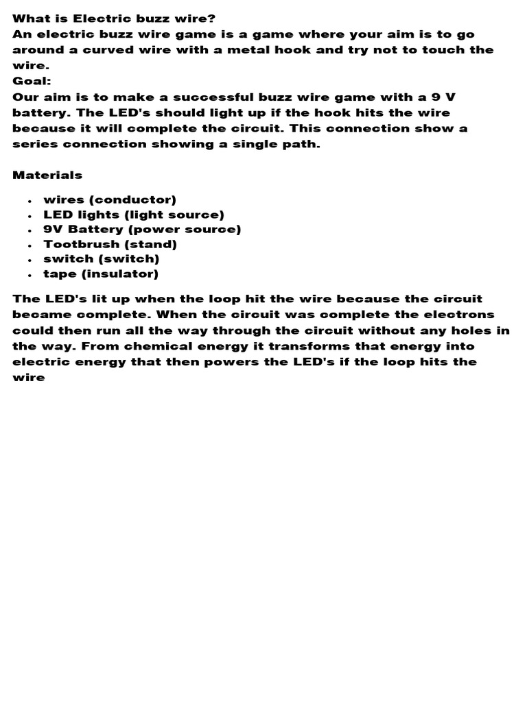 Electric Buzz Wire | PDF