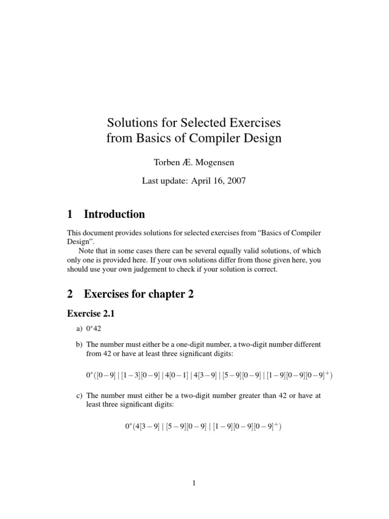 Basics of Compiler Design - Solutions | PDF | Parsing | Syntax (Logic)